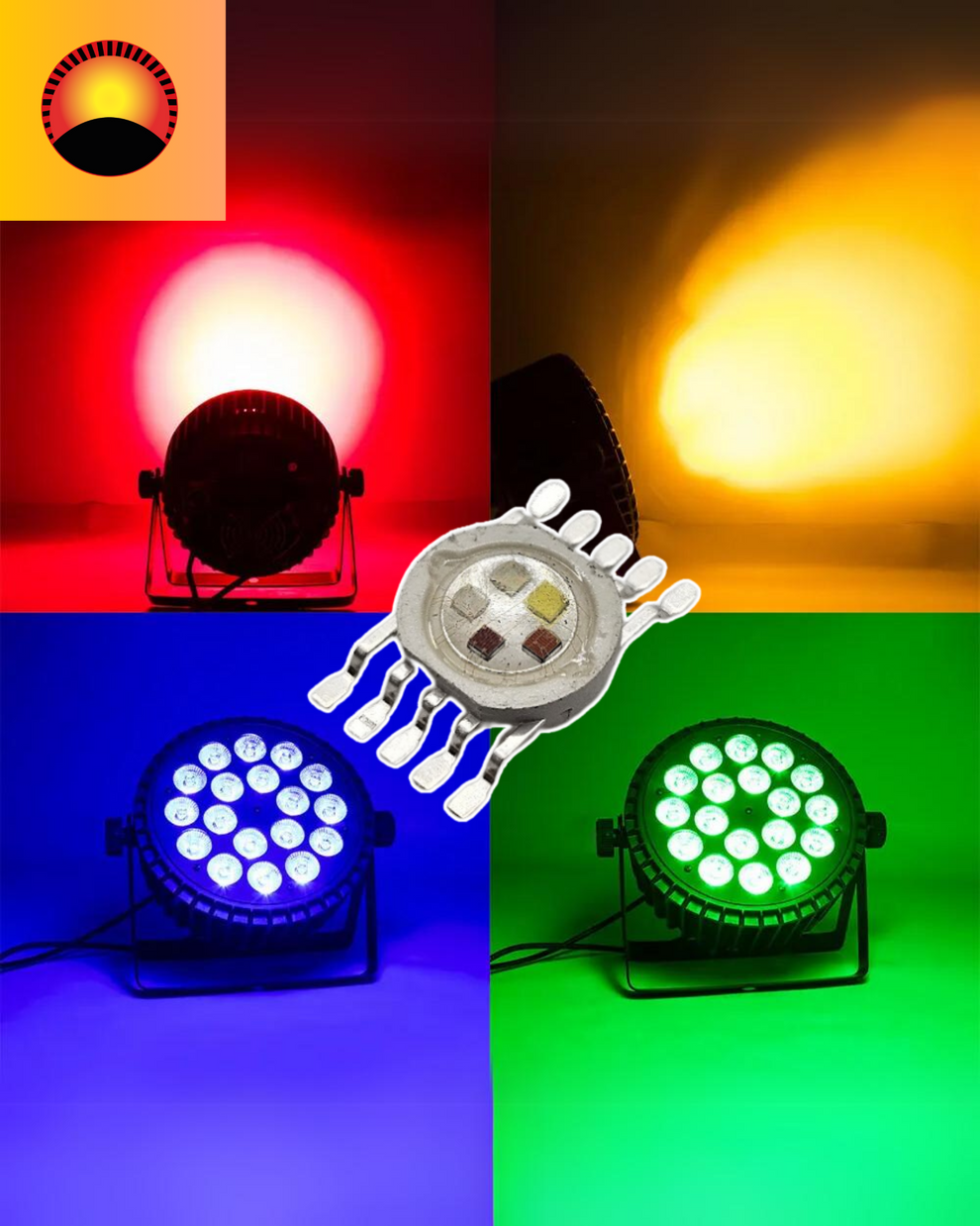 Chip LED de potencia 12W RGBWY 10 pines | Pastilla LED RGB+ Blanco + A ...