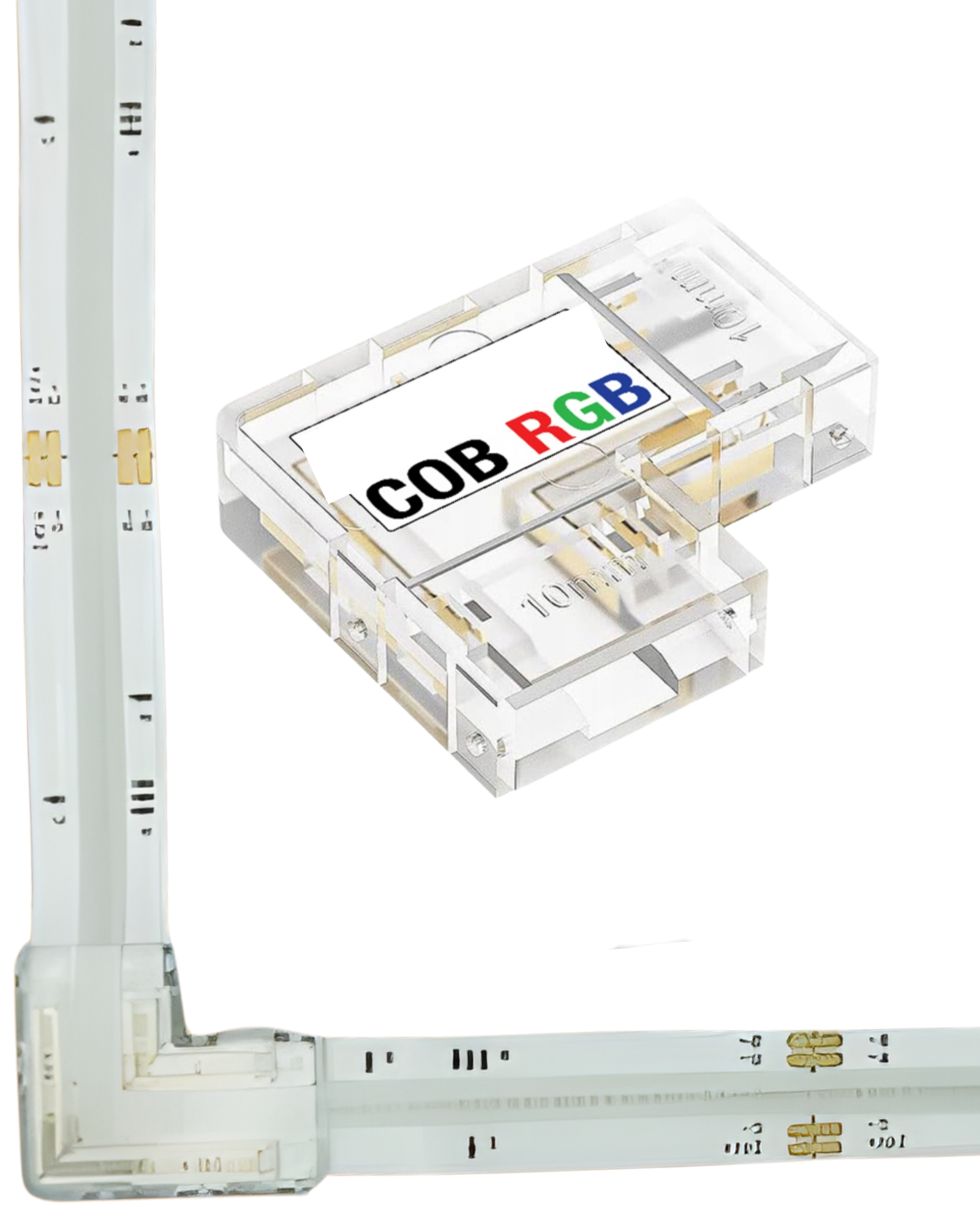 Conector transparente para Tira LED RGB COB 10mm | Cople empalme sin s ...