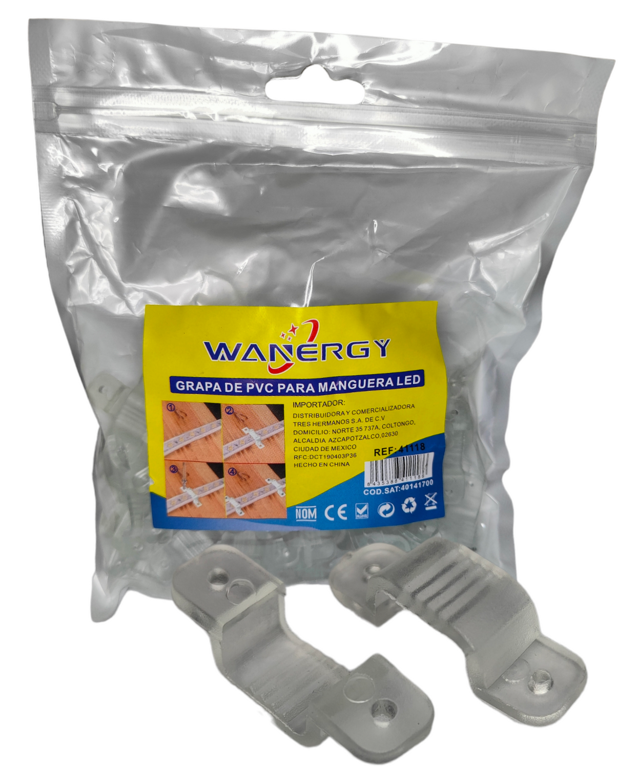 Grapa para tira LED Neonflex 8mm | Grapa de PVC para pared | Próximame ...